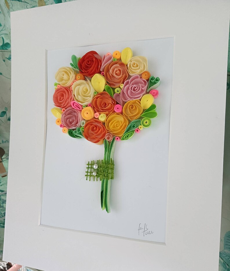 Paper Quilling Art/roses Bouquet/botanic Flowers Art/birthday/mothers ...