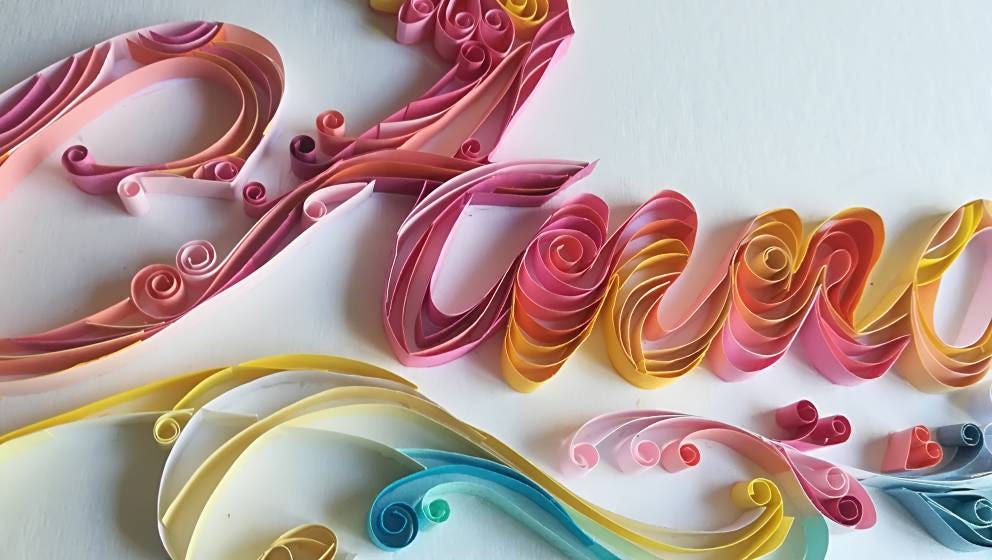 Quilling Baby Gift Name Personalized Paper Frame Children - Etsy