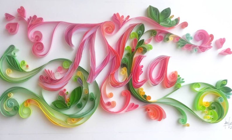 Handmade personalised paper quilling name, gift, custom names, paper ...