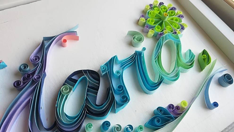 Quilling Baby Gift Name Personalized Paper Frame Children - Etsy