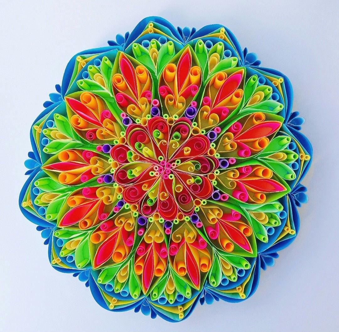 Large Mandala Paper Art Wall decor Paper Quilling Mandala Paper Wall Hang Gift Paper Decor Quilled Wall Paper Art Art Hand