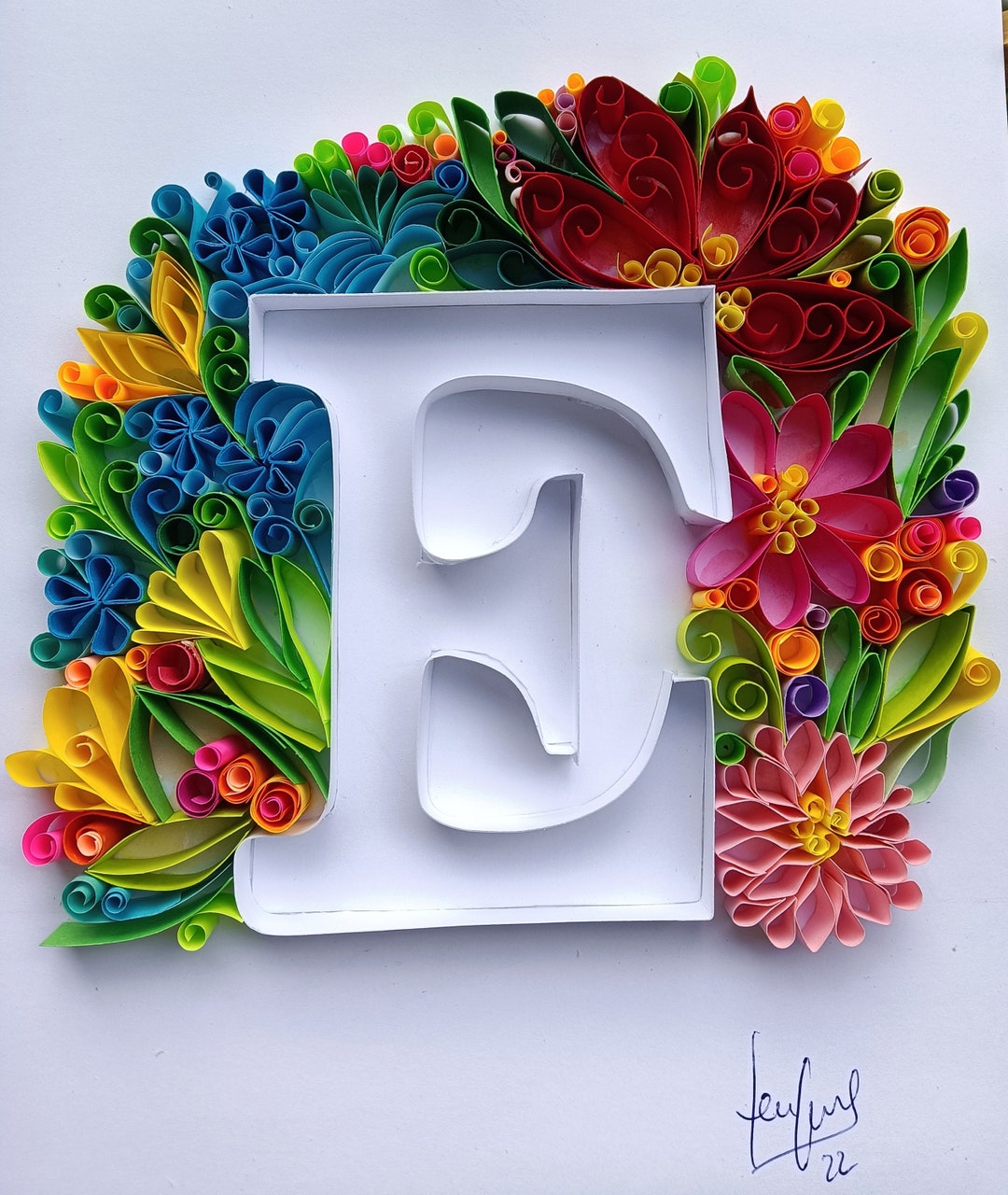 Letter Paper Quilling Wall Art Framed Quilling Art Wall Decor Quilling ...