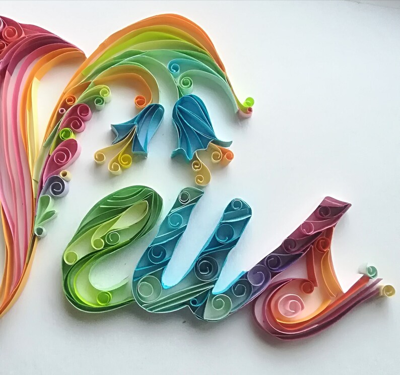 Quilling Baby gift name personalized paper frame children | Etsy