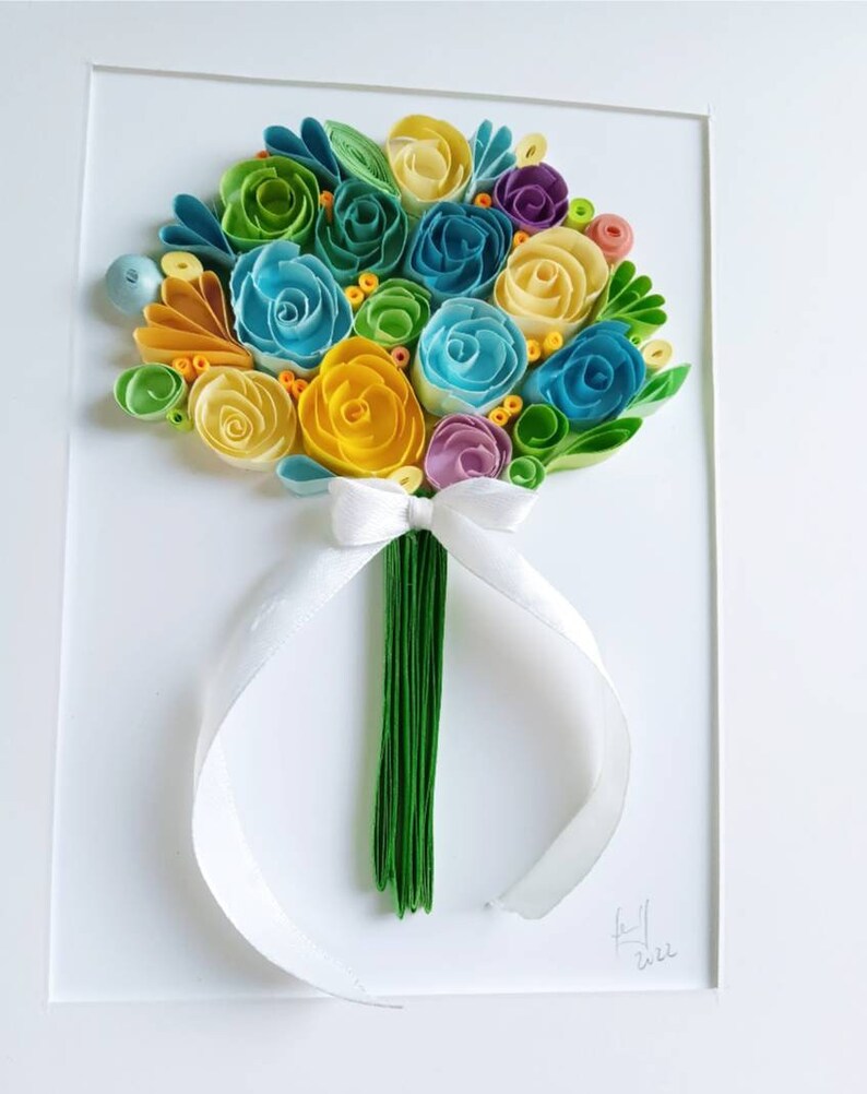 Paper Quilling Art/quilled Flowers Art/roses Bouquet Wedding/mothers ...