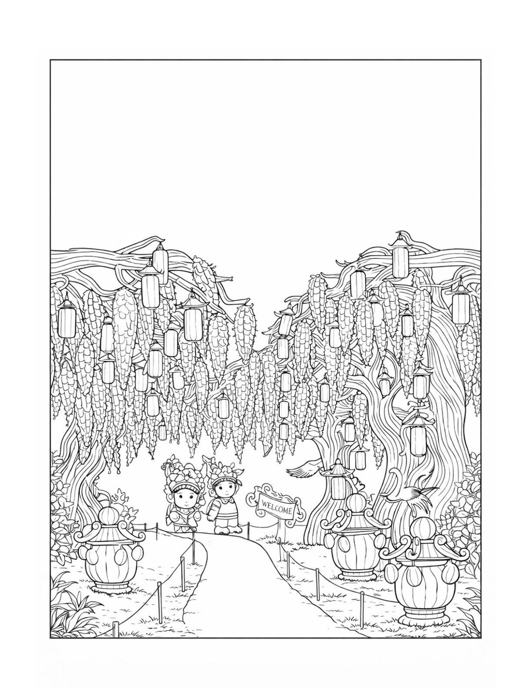 Garden Path Coloring Page | Adult Printable Nature Art | Digital ...