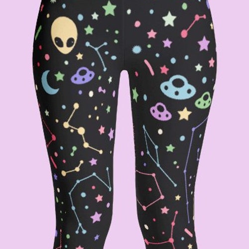 Space Grunge Plus Size Leggings With Aliens and Ufos Festival - Etsy