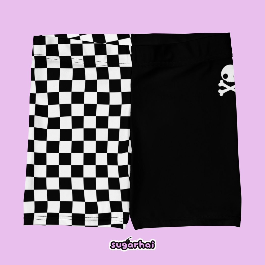 Spooky Checkerboard Shorts, Pastel Goth Clothing, Summer - Etsy
