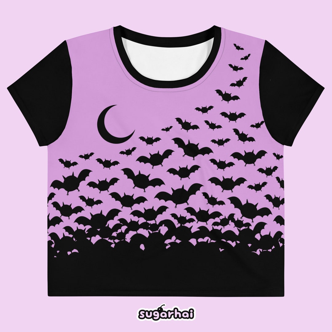 Pastel Goth Crop Tops, Spooky Cute Bat Shirts, Kawaii Alternative ...