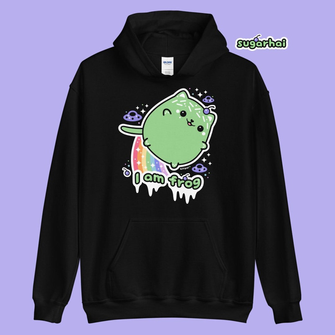 I Am Frog Hoodie, Kawaii Clothes, Cute Hooded Sweatshirt, Plus Sizes - Etsy