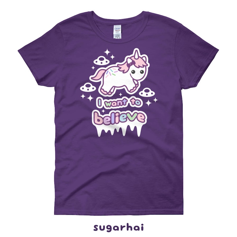 Cute Unicorn Shirt I Want to Believe in Unicorns and Aliens | Etsy