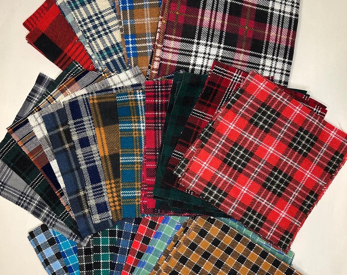 Mixed Flannel Fabric Squares - Etsy