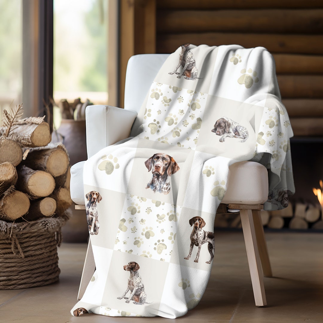 German Shorthaired Pointer Dog Checkered Blanket, GSP Velveteen Blanket ...