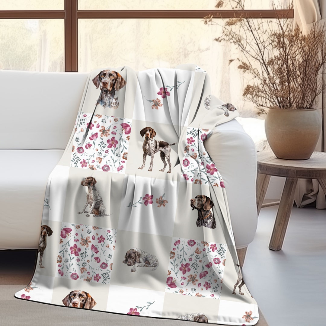German Shorthaired Pointer Dog Checkered Blanket, GSP Colorblock ...