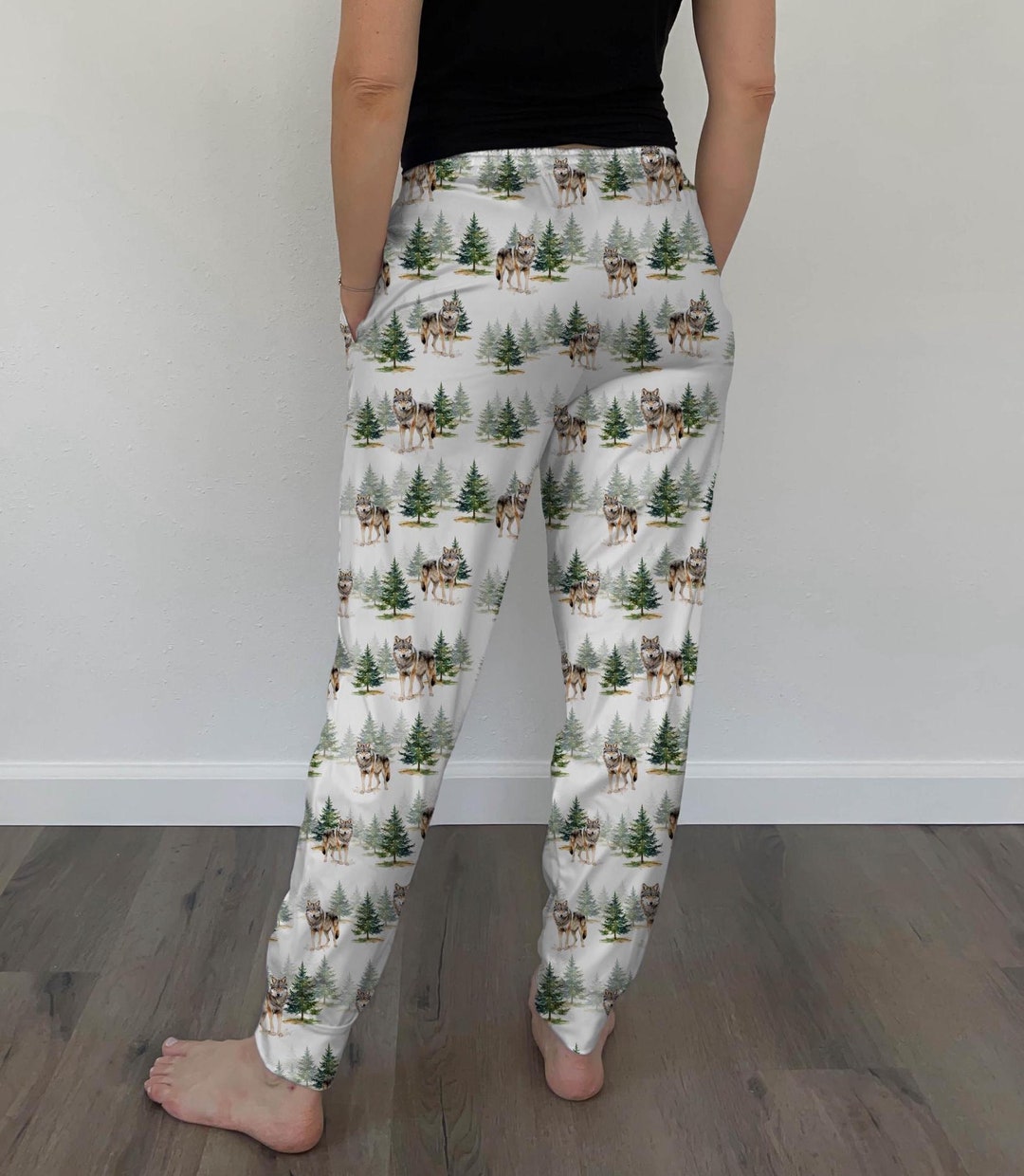 Wolf Pajama Pants for Christmas PJ Bottoms Winter PJ Pants Matching ...