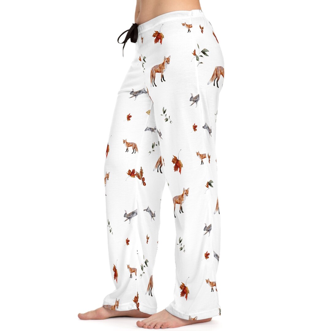 Fox Pajama Pants Forest Pajamas Woodland Fox Pjs Fox Lover - Etsy