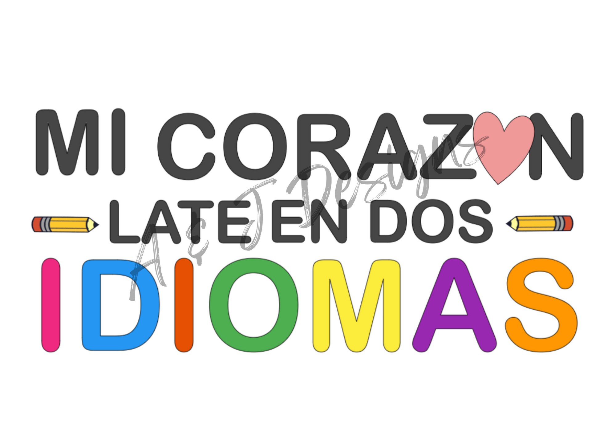 Mi Corazon Late En Dos Idiomas for Sublimation - Etsy
