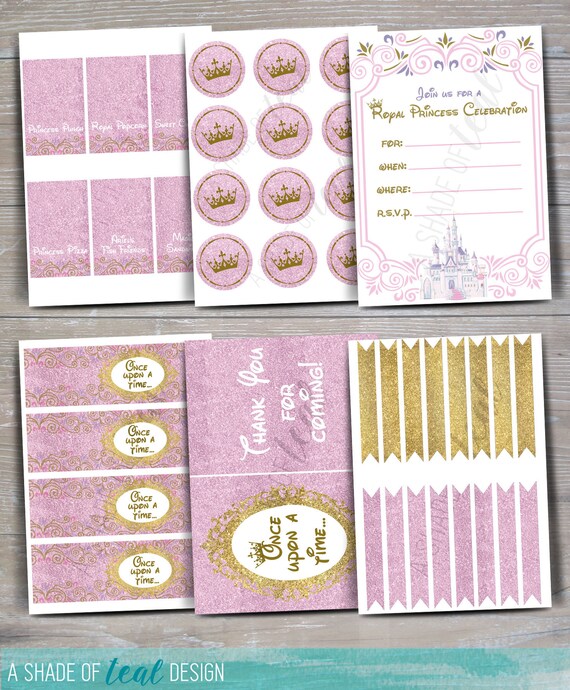 Lt Pink & Gold Princess Party Decor // INSTANT DOWNLOAD // | Etsy