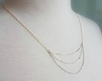 Mixed Metal Hexagon Chain Necklace Festival Jewelry Silver and Gold ...