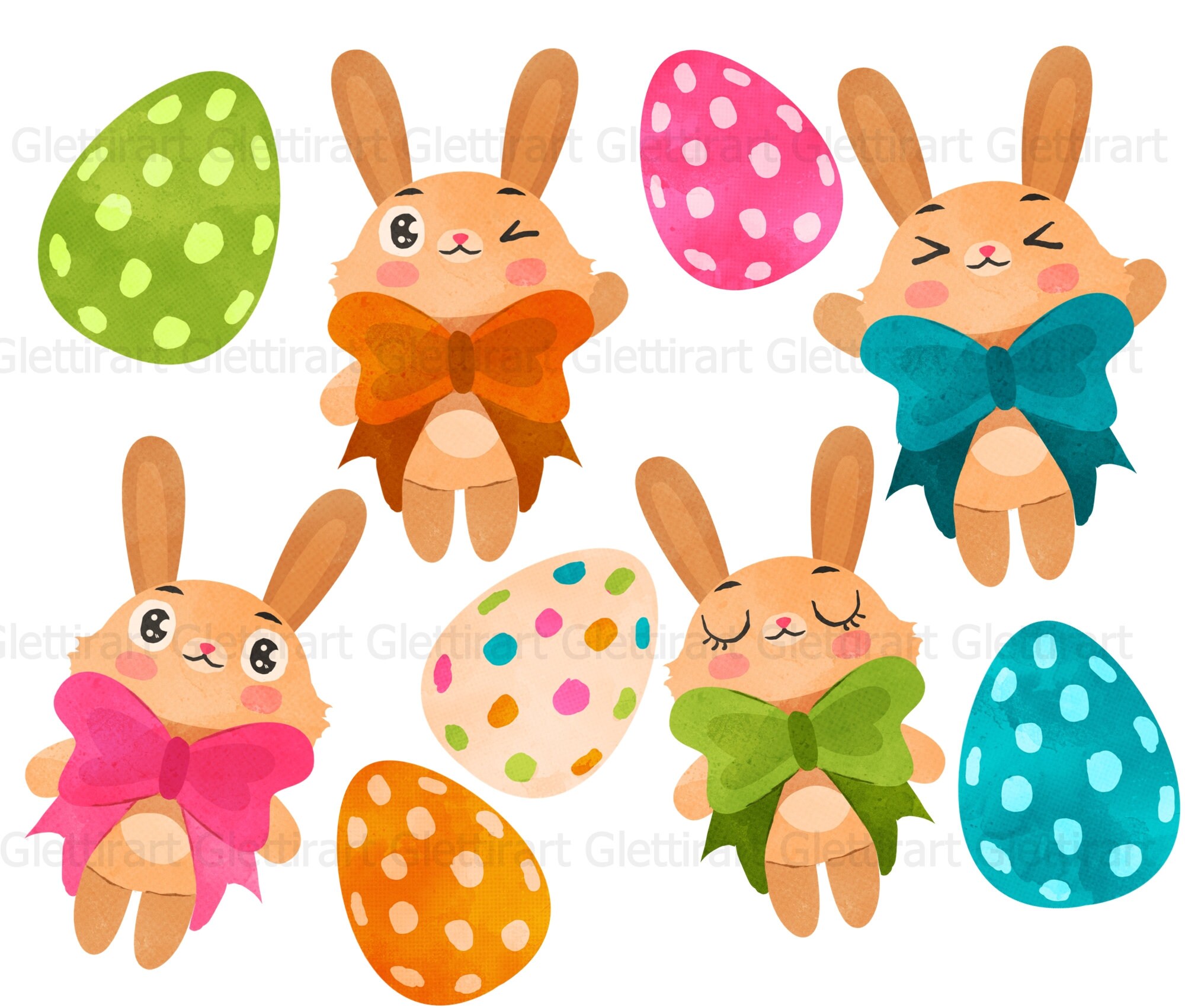 Easter Bunny Watercolor Clipart Easter Bunny Easter Egg - Etsy