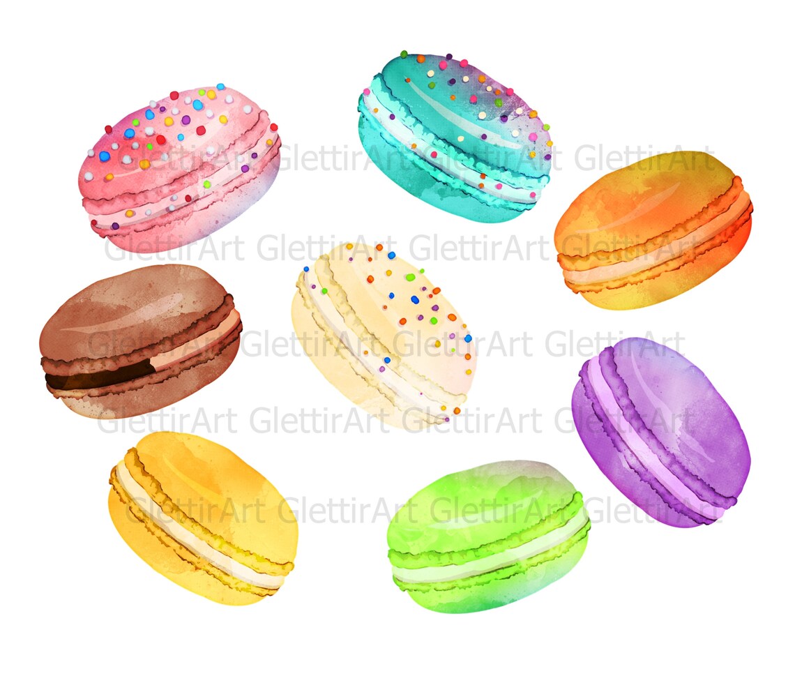 Watercolor Macarons Clipart Instant Download Cookie Clip - Etsy