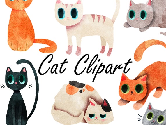 Cute Cat Clipart Kitty Clipart Animal Clipart Cat - Etsy