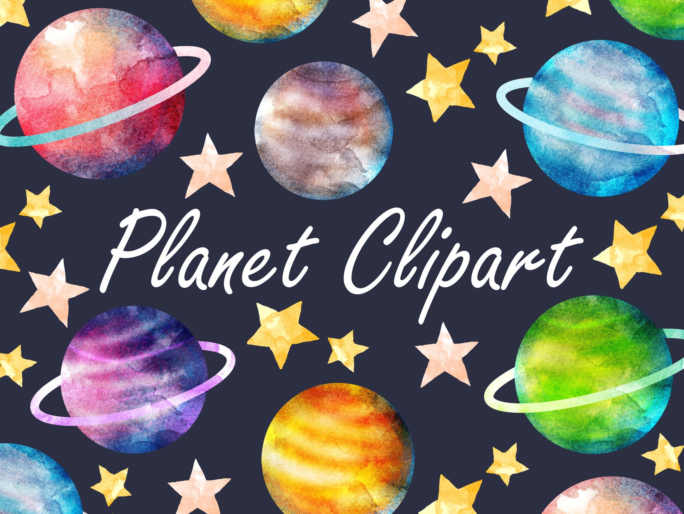 Planets Watercolor Clipart, Space Clipart, Outer Space Clipart for ...
