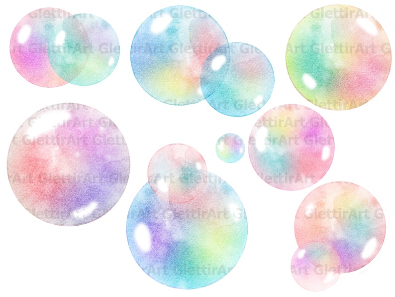 Bubbles Watercolor Clipart, Instant Download - Etsy Canada