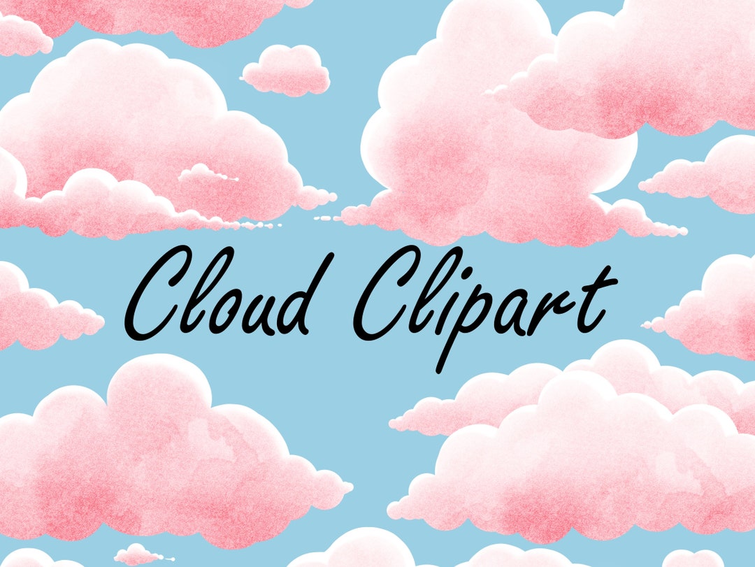 Cloud Watercolor Clipart, Pink Clouds, Pastel Clouds, Instant Download ...