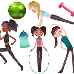 Workout Clipart, Exercise Clipart, Instant Download, Fitness Clip Art ...