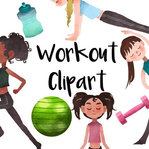 Workout Clipart, Exercise Clipart, Instant Download, Fitness Clip Art ...