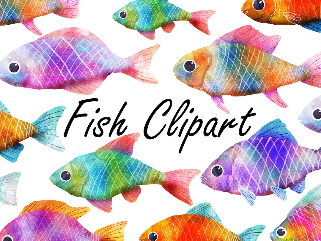 Colorful Fish Watercolor Clipart, Fish Graphics, Fish Clip Art for ...