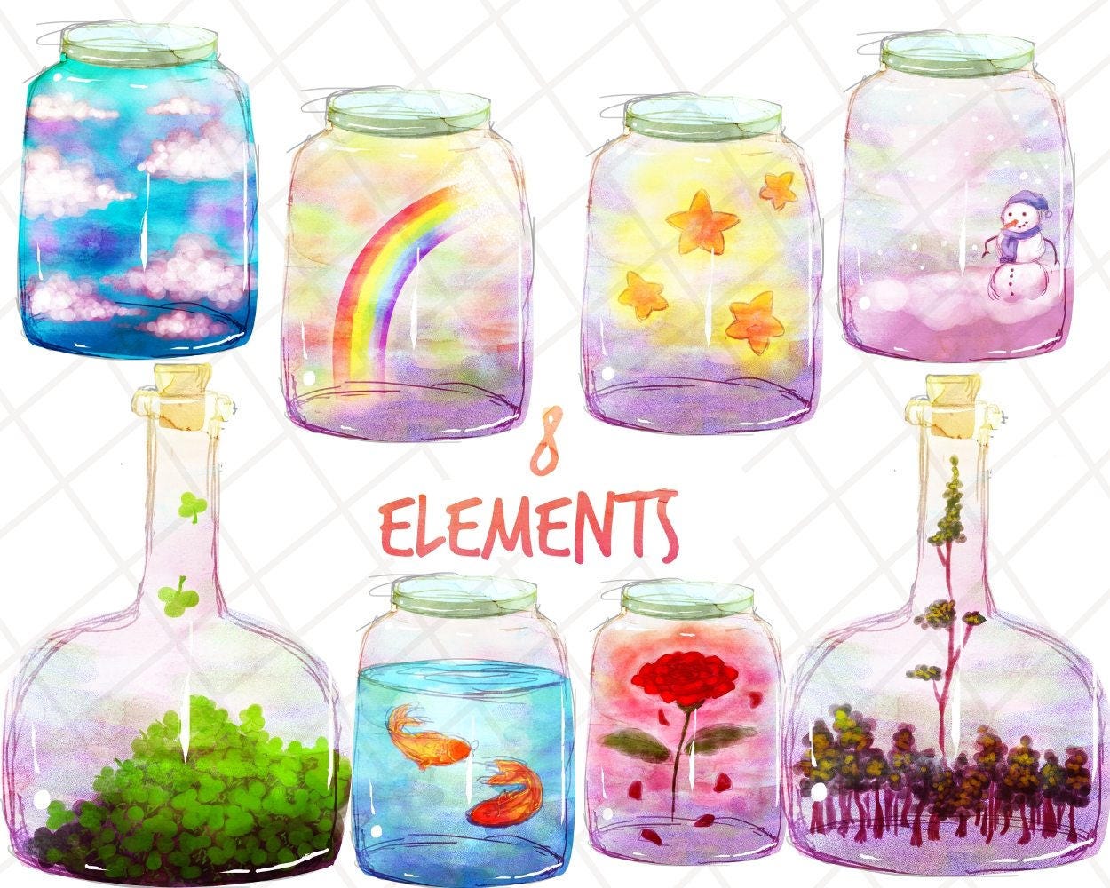 Jars of Dreams Clipart, Bottles Clip Art, Clipart, for Personal and ...