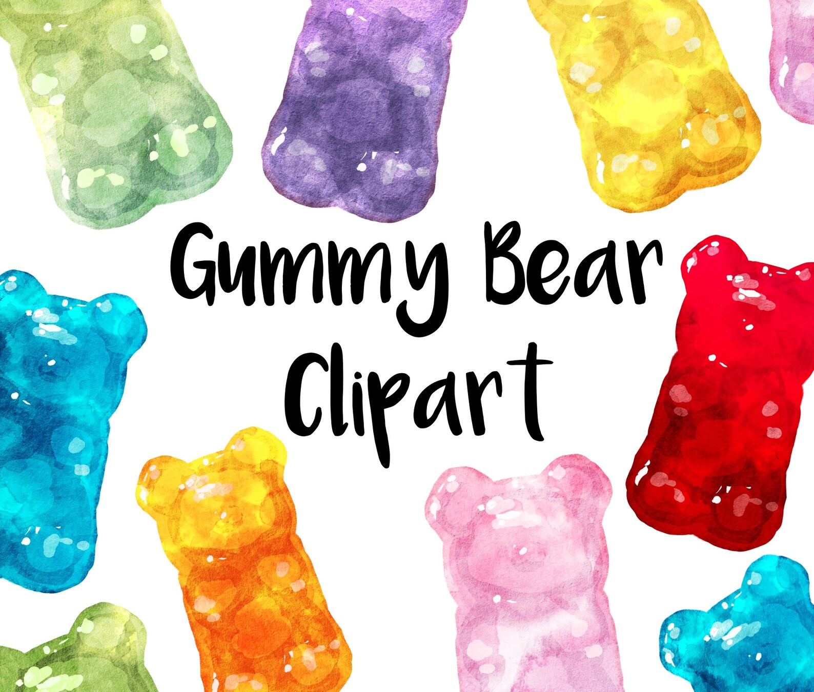 Gummy Bear Watercolor Clipart, Candy Clip Art, Instant Download ...
