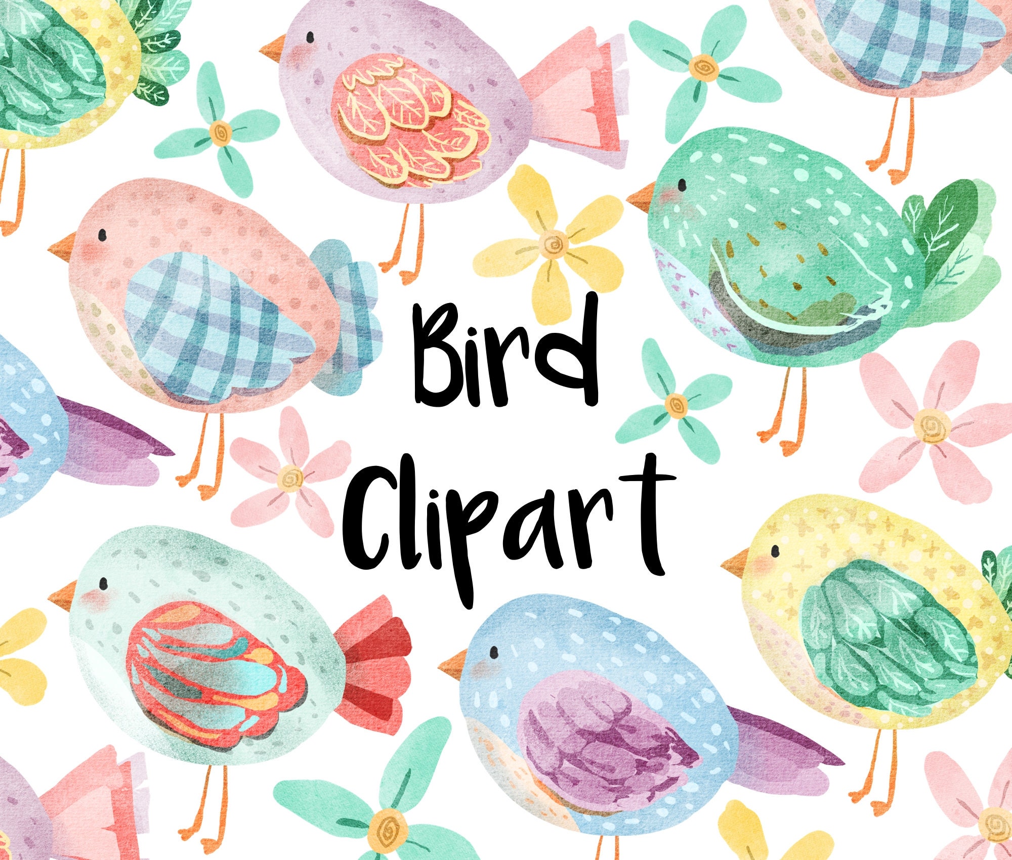 Cute Bird Watercolor Clipart Instant Download Floral Clip - Etsy UK