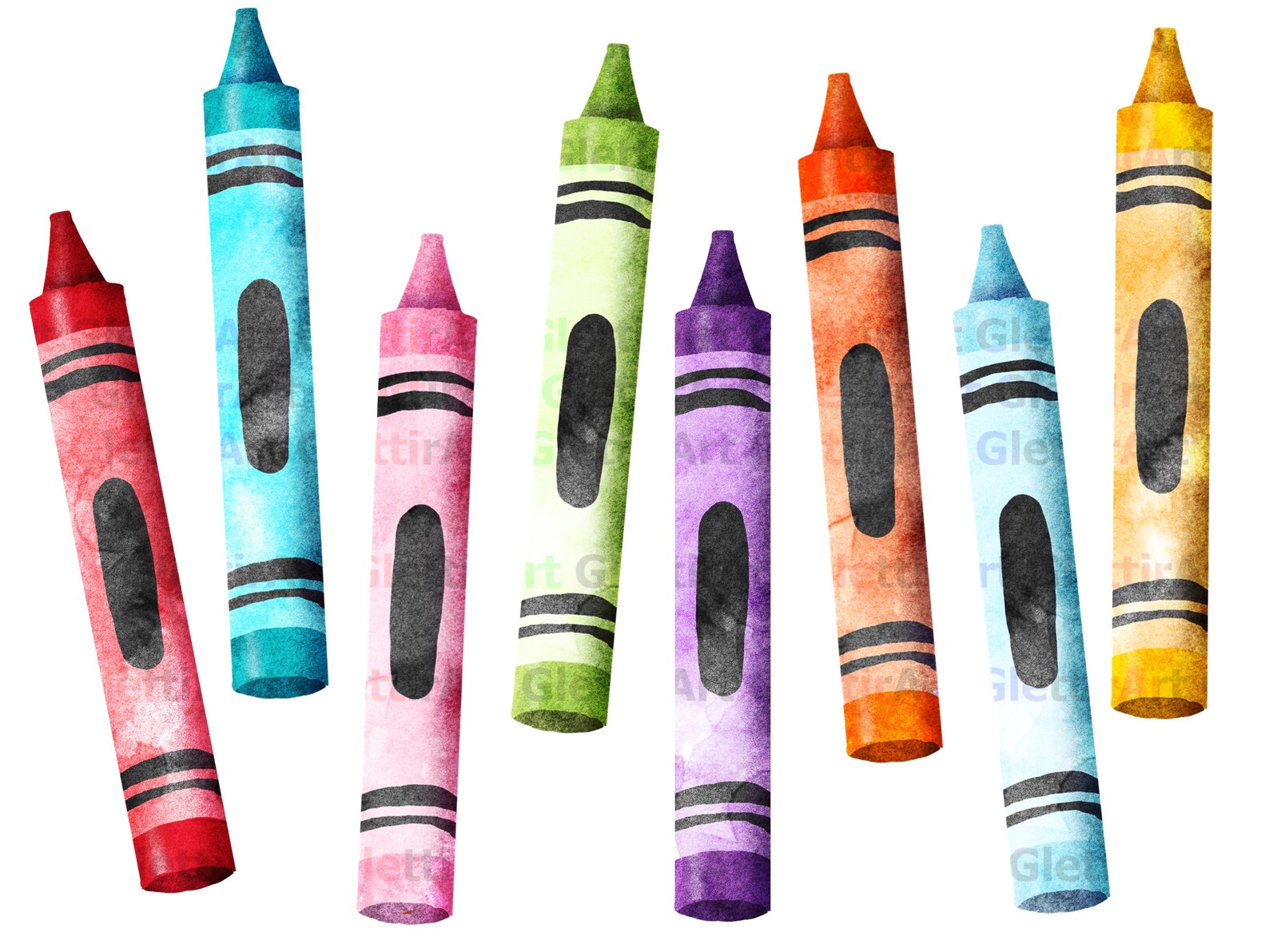 Crayon Watercolor Clipart, for Personal and Commercial Use, Instant ...