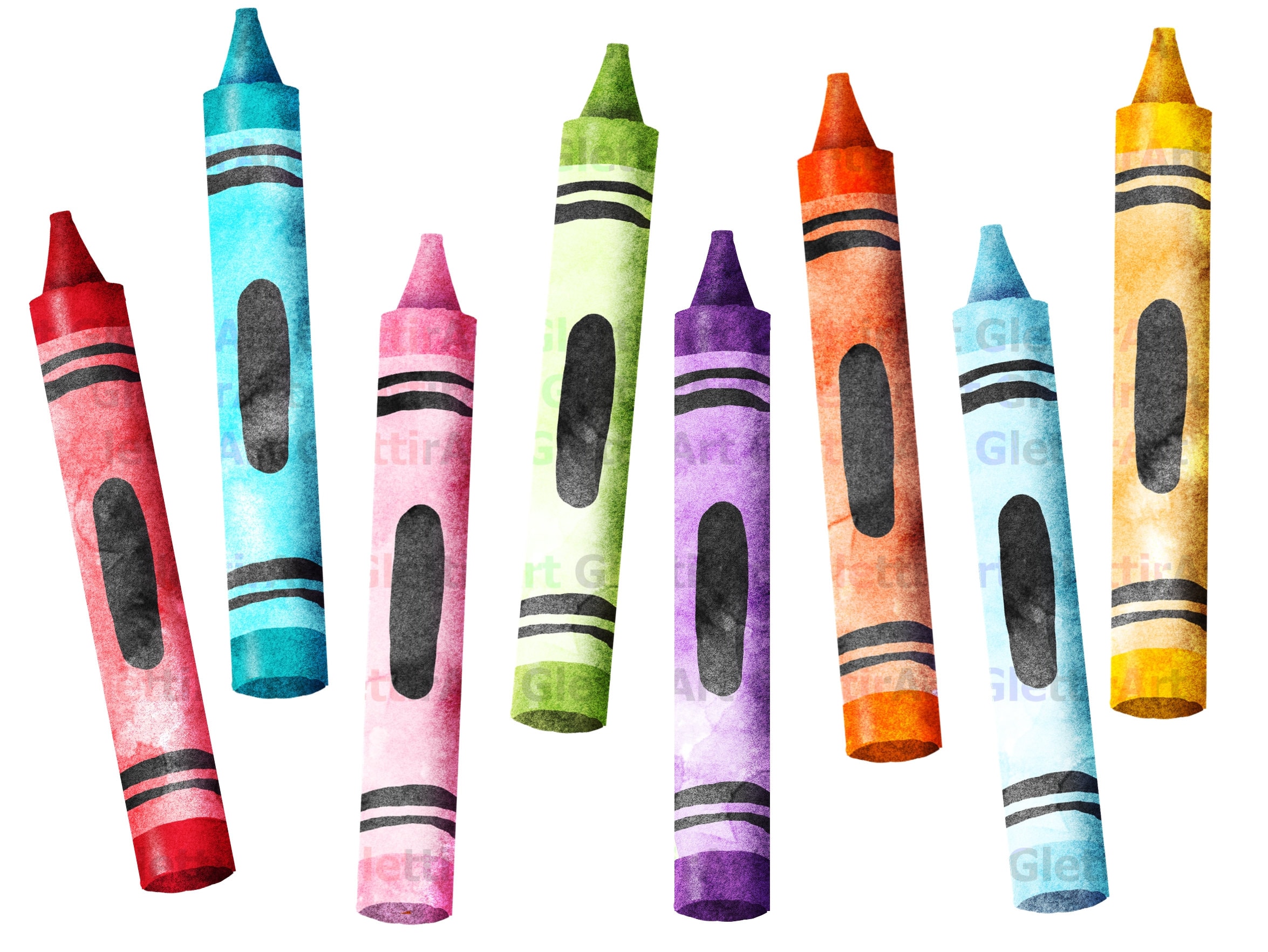 Crayon Watercolor Clipart, for Personal and Commercial Use, Instant ...