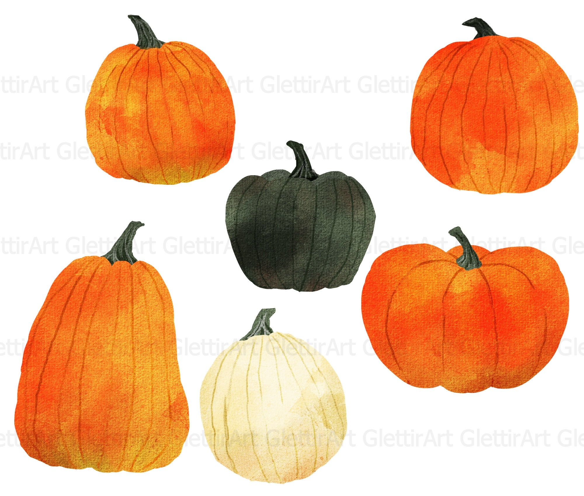 Pumpkin Watercolor Clipart Instant Download Halloween Clip - Etsy Singapore