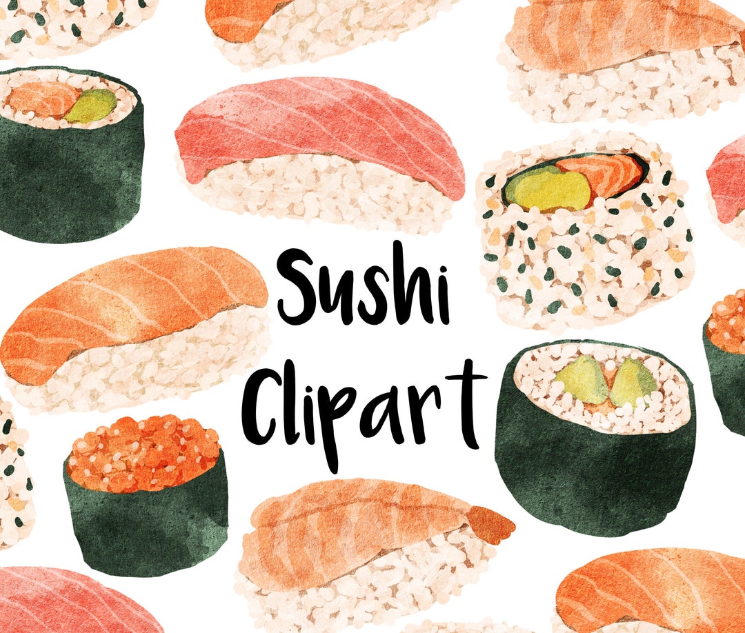 Sushi Watercolor Clipart, Instant Download, Sushi, Food Clipart - Etsy