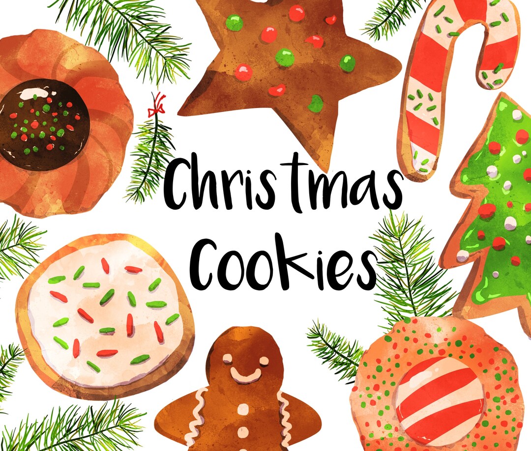 Watercolor Christmas Cookies, Instant Download, Gingerbread Cookies ...