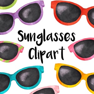 Sunglasses Watercolor Clipart, Sunglasses Clip Art, Summer Clipart, for ...
