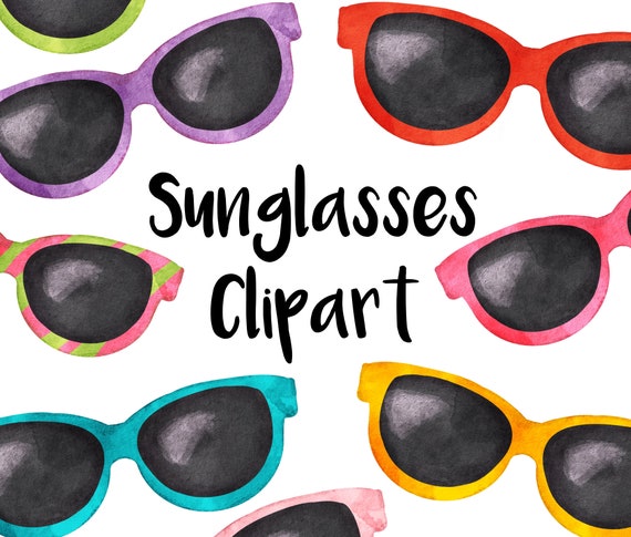 Sunglasses Watercolor Clipart Sunglasses Clip Art Summer - Etsy