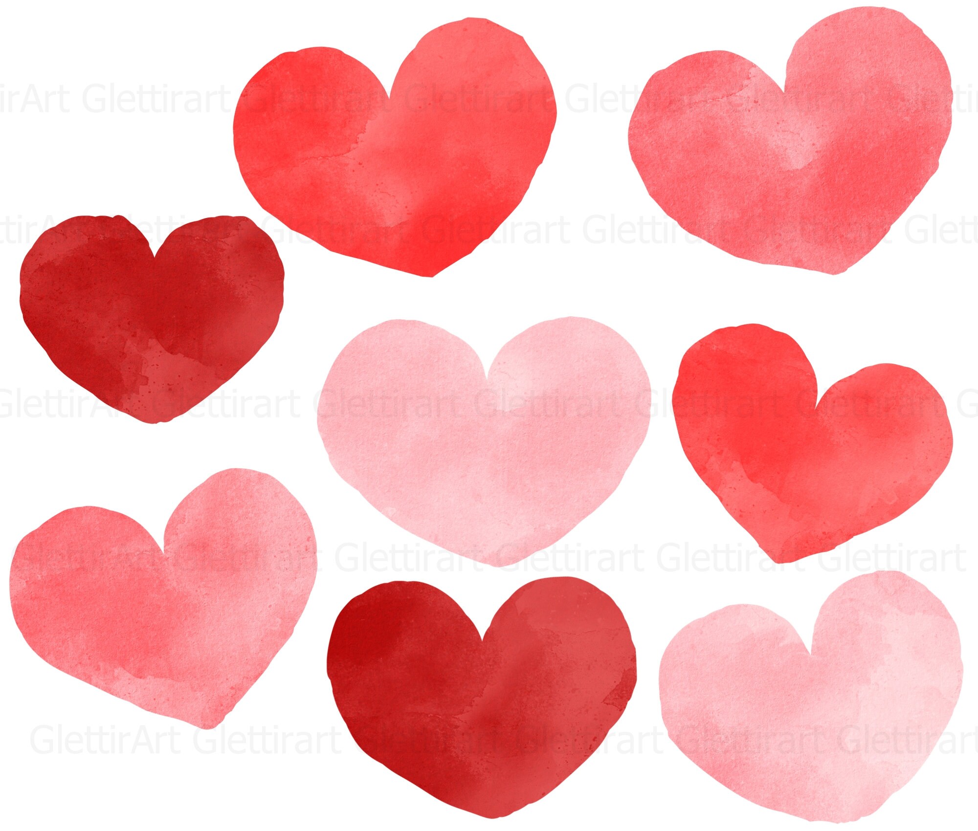 Heart Watercolor Clipart Instant Download Hearts Clip Art - Etsy