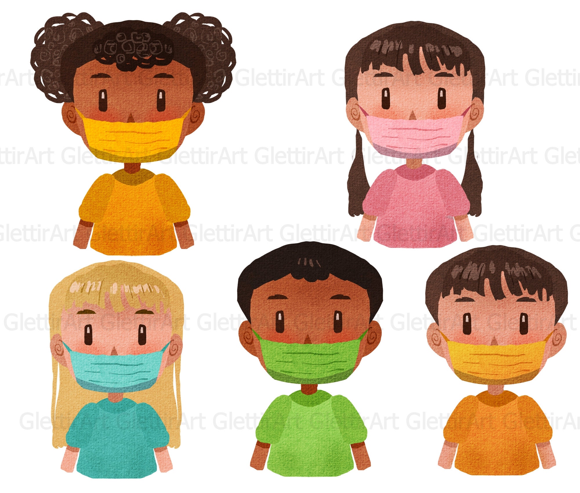 Face Mask Clipart, Instant Download, Facemask, Wearing Mask - Etsy