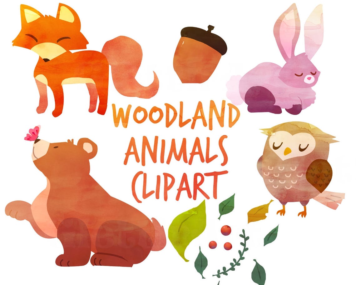 Woodland Animals Clipart Fox Clipart Animals Clipart - Etsy