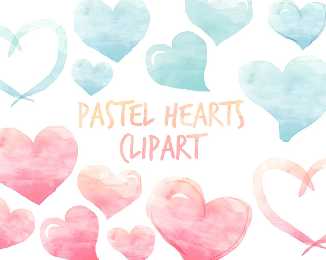 Watercolor Heart Clipart, Heart Clipart, Pastel Clipart, for Personal ...