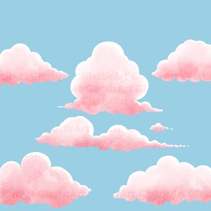 Cloud Watercolor Clipart, Pink Clouds, Pastel Clouds, Instant Download ...
