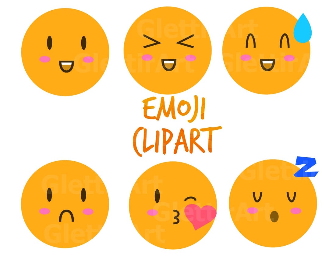 Cute Emoji Clipart, Smiley Face Clipart, Emoticons Clipart, for ...