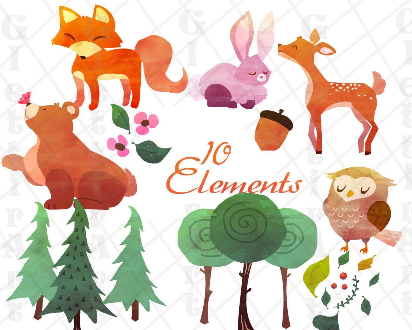 Woodland Animals Clipart Fox Clipart Animals Clipart - Etsy