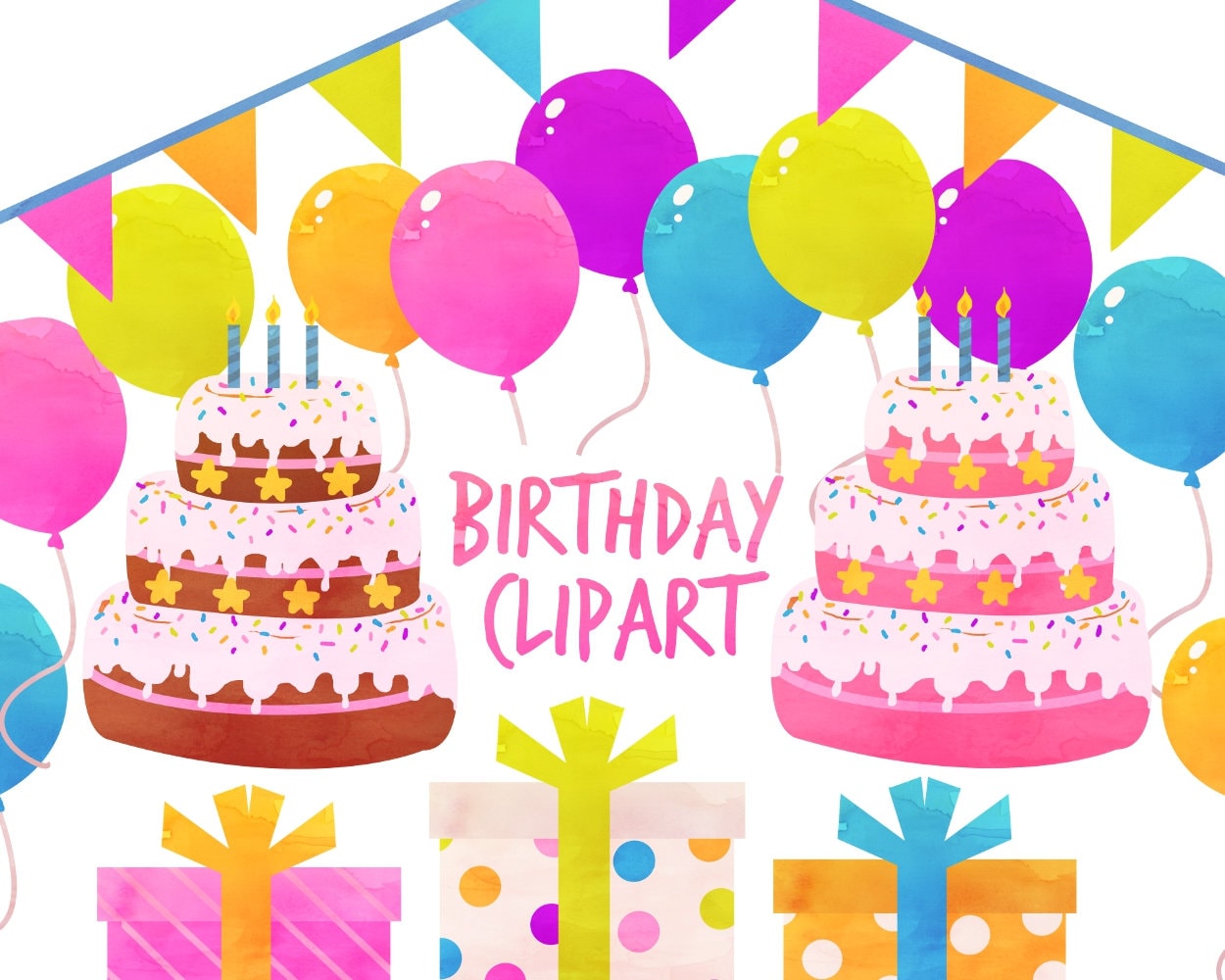 Birthday Balloons And Cake Clip Art