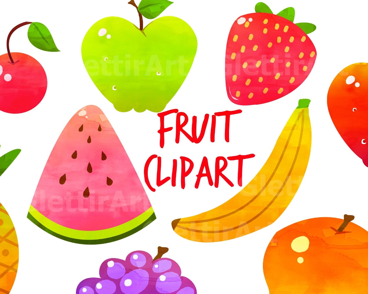 Obst Clipart, Früchte Clipart, Essen Clipart, für persönlichen und ...